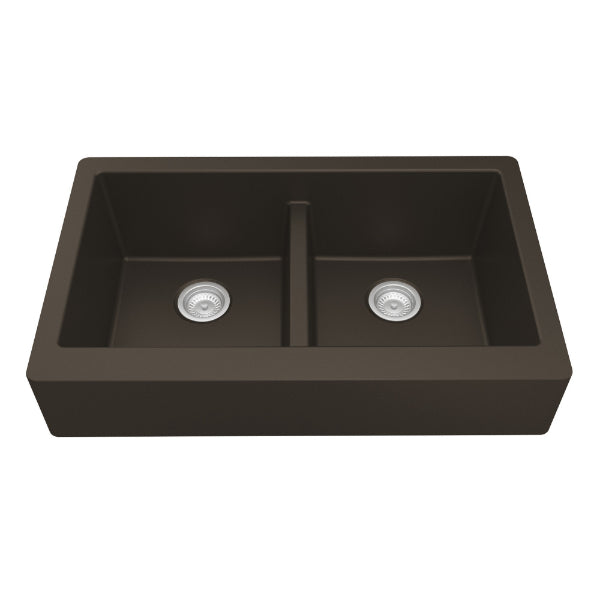 QAR-750 Retrofit Farmhouse Apron Front Quartz Composite 34 in. Double ...