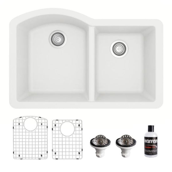 QU-610-Undermount Quartz Composite 32 inch Double Bowl 60/40 Kitchen ...